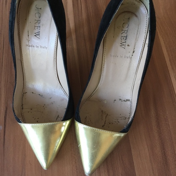 J. Crew | Shoes | Jcrew Captoe Gold Black Pumps | Poshmark